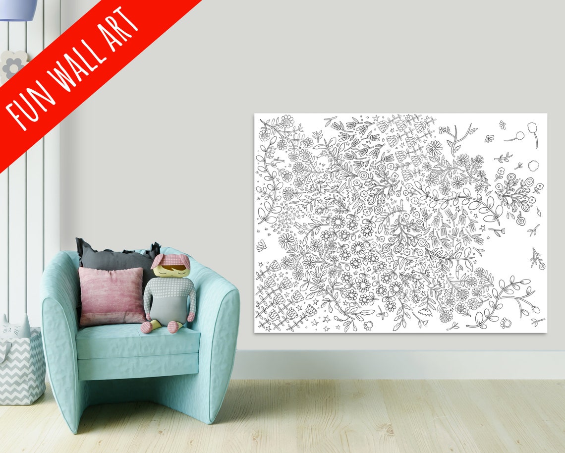 Giant Coloring Poster / Flowers Coloring / Creative Coloring Page ...
