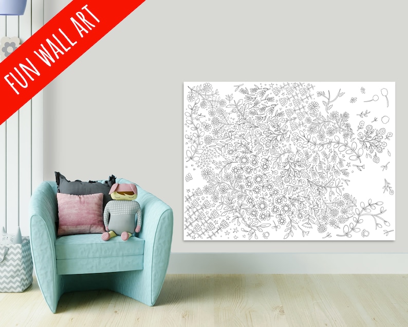 Giant Coloring Poster / Flowers Coloring / Creative Coloring Page ...