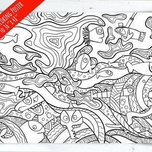 Giant Coloring Poster / Fish Coloring / Creative Coloring Page / Large ...