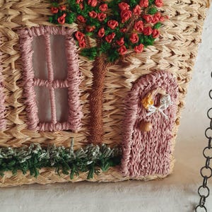 Handmade Embroidered Wicker House Bag, Cottagecore Straw Purse Rafia ...