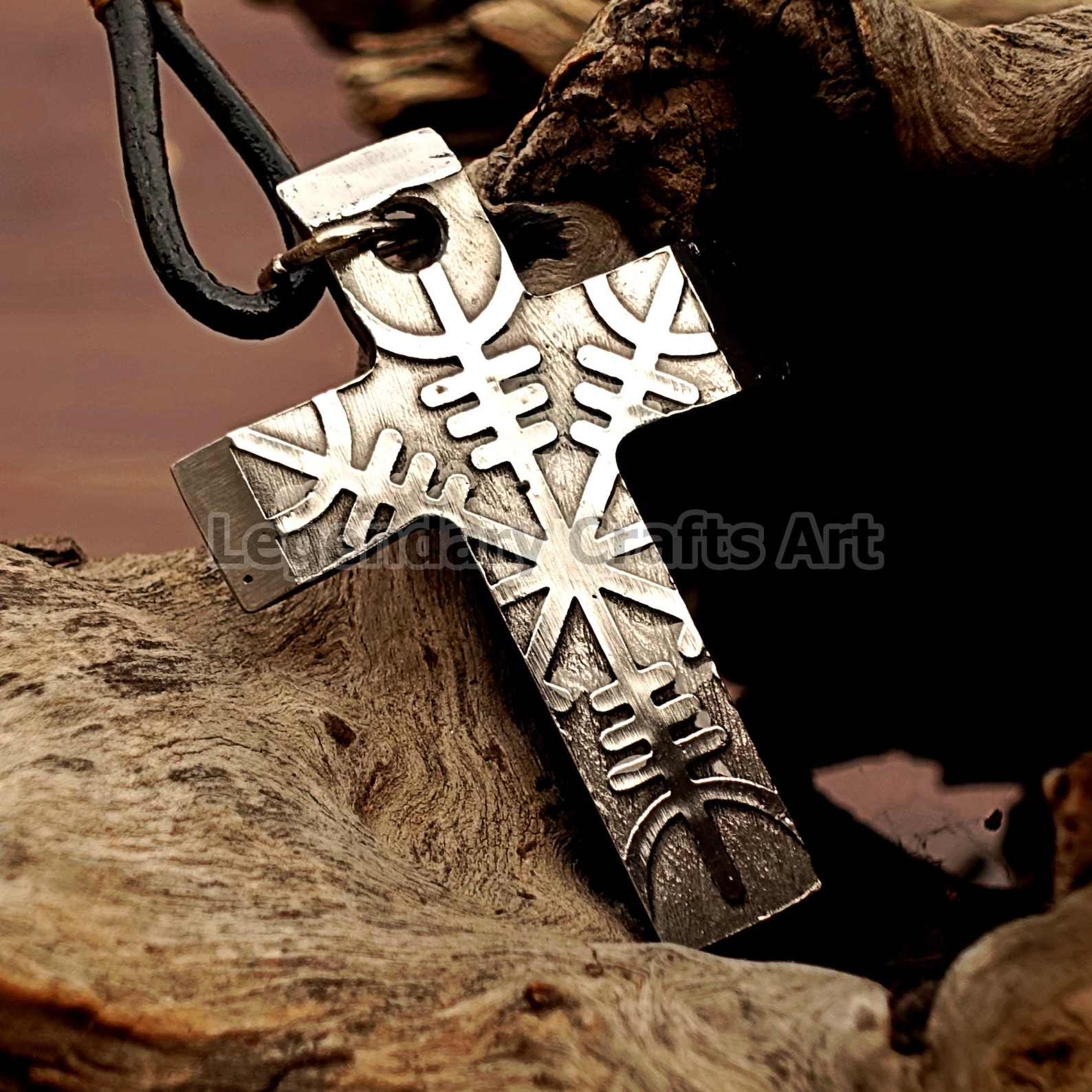 Hand Crafted Damascus Steel Men Christian Necklace, Strength Pendant ...