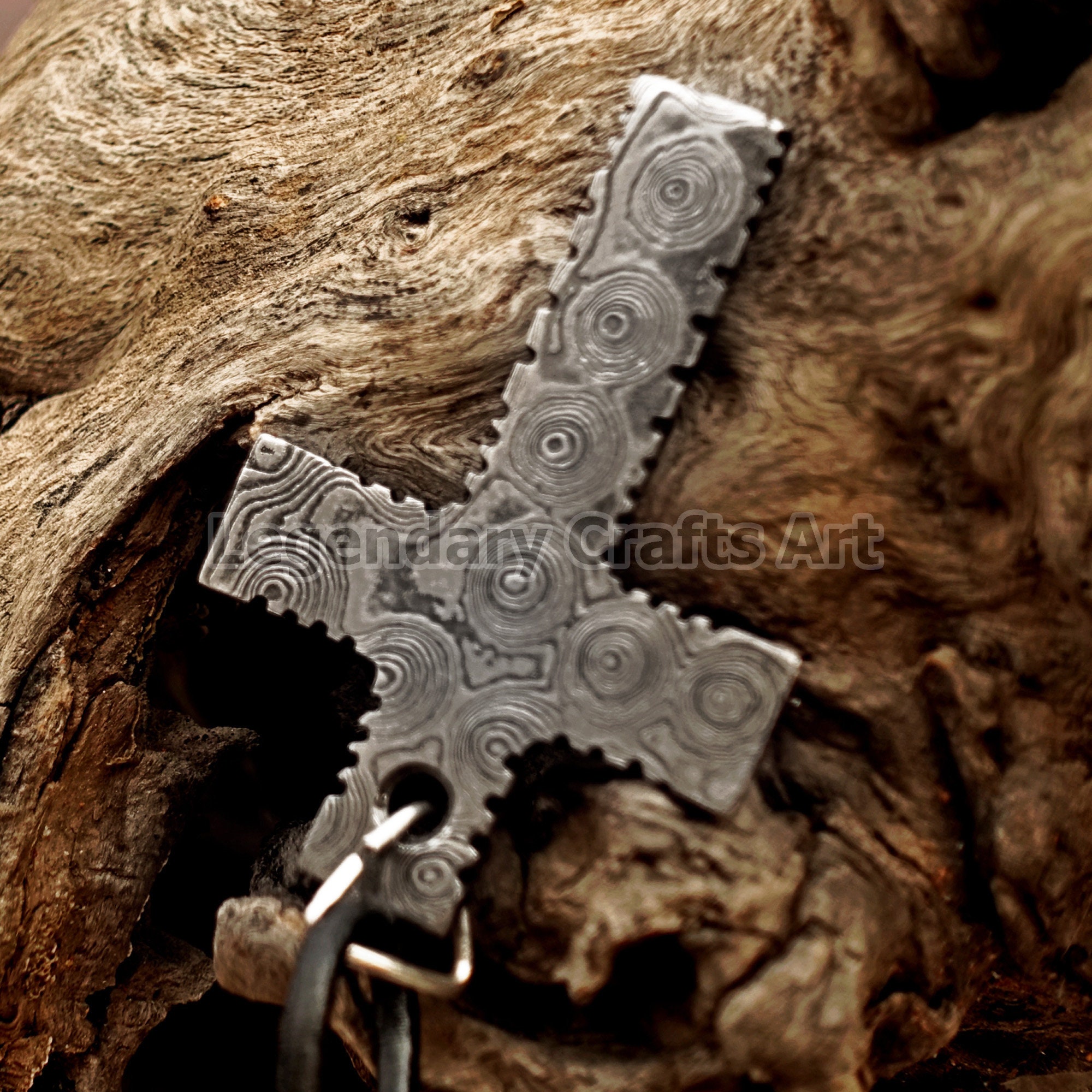 Hand Crafted Damascus Steel Men Christian Necklace, Strength Pendant ...