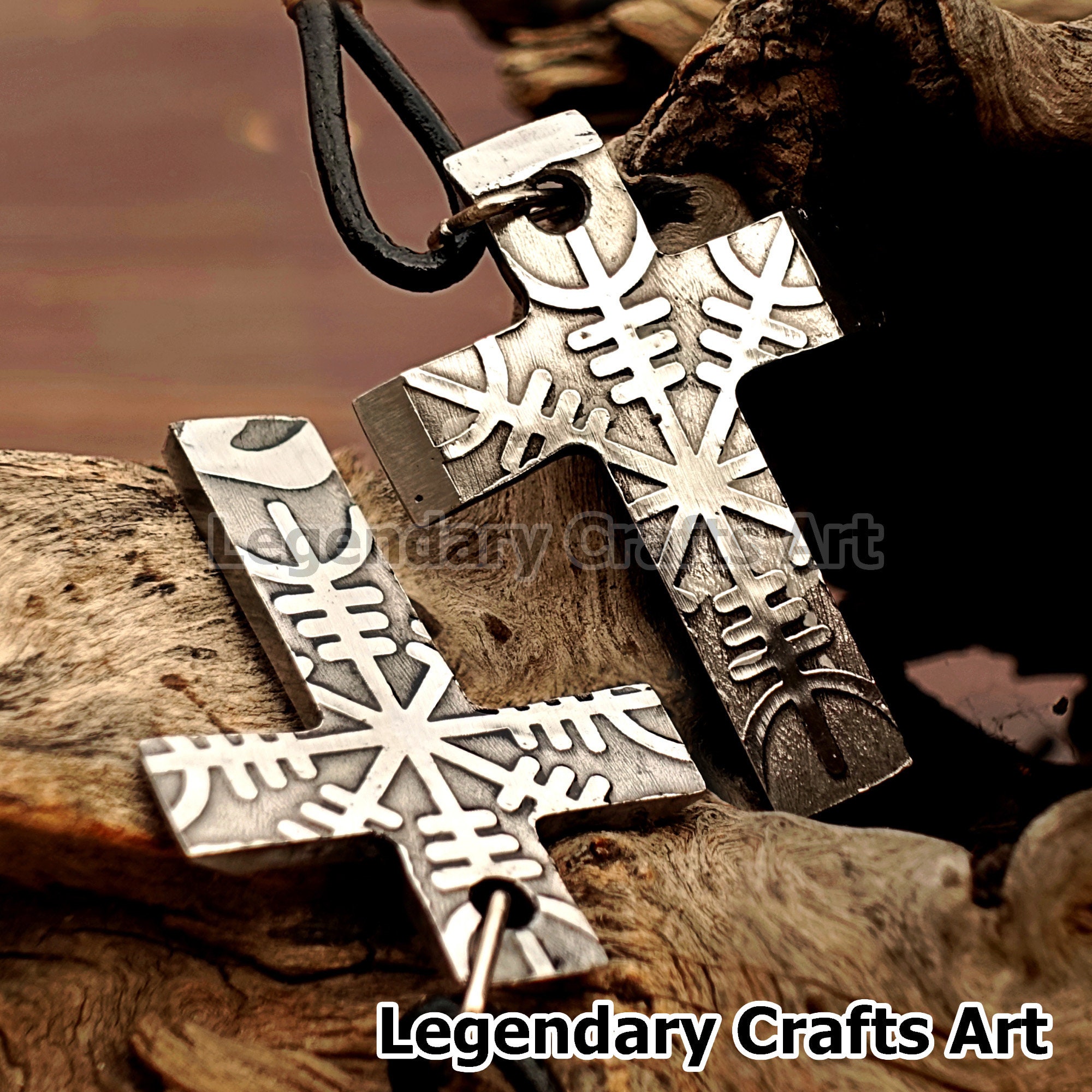 Hand Crafted Damascus Steel Men Christian Necklace, Strength Pendant ...