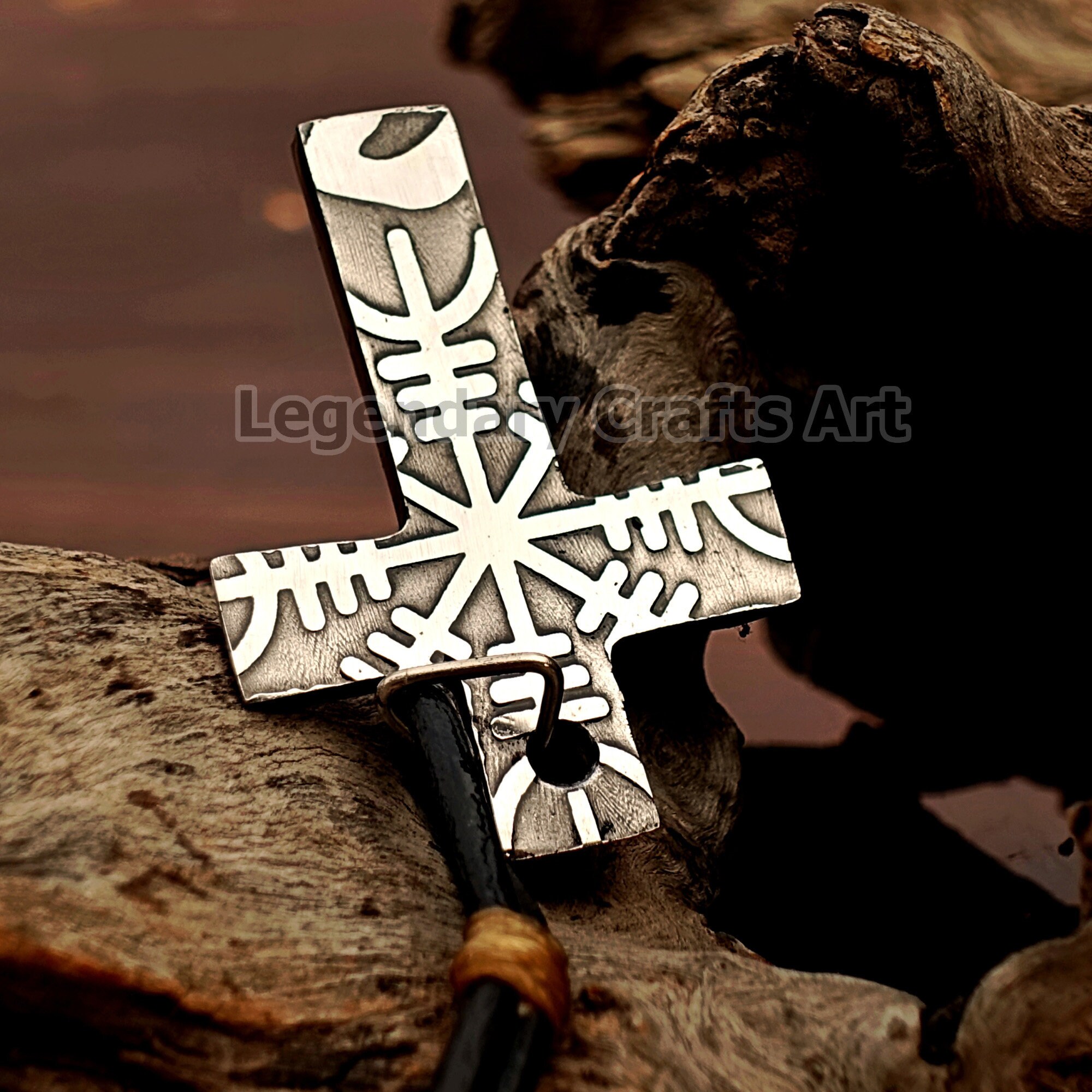 Hand Crafted Damascus Steel Men Christian Necklace, Strength Pendant ...