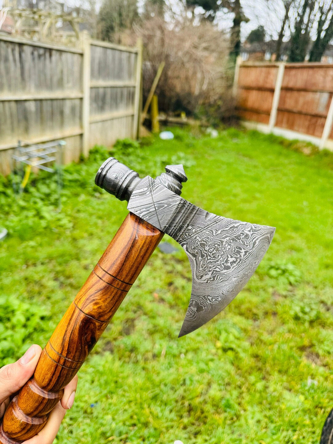 Tomahawk Axe, Damascus Steel Beautiful Bushcraft Axe, Damascus Steel ...