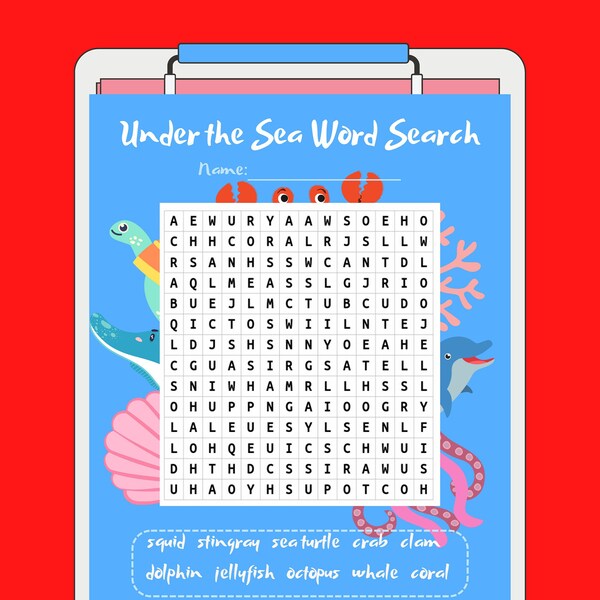 Under the Sea Word Search Printable - Etsy