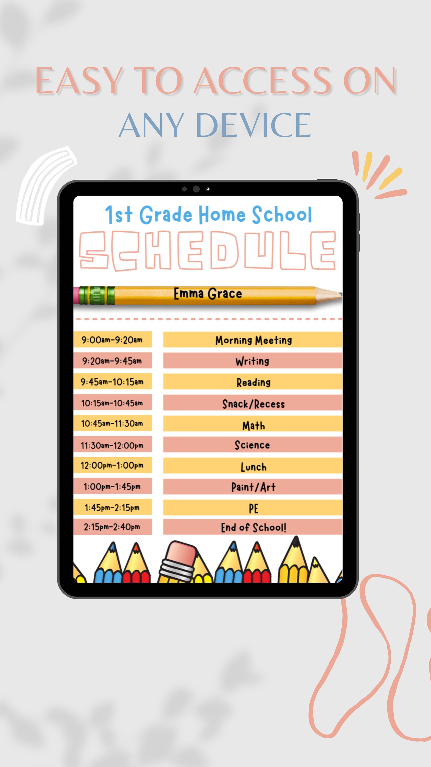 Editable Home School Daily Planner, Editable & Fun Daily Schedule ...