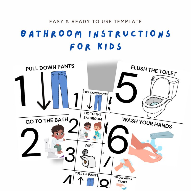 Kid Friendly Bathroom Signs & Instructions: Fun and Educational - Etsy