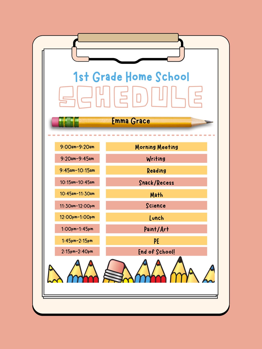Editable Home School Daily Planner, Editable & Fun Daily Schedule ...
