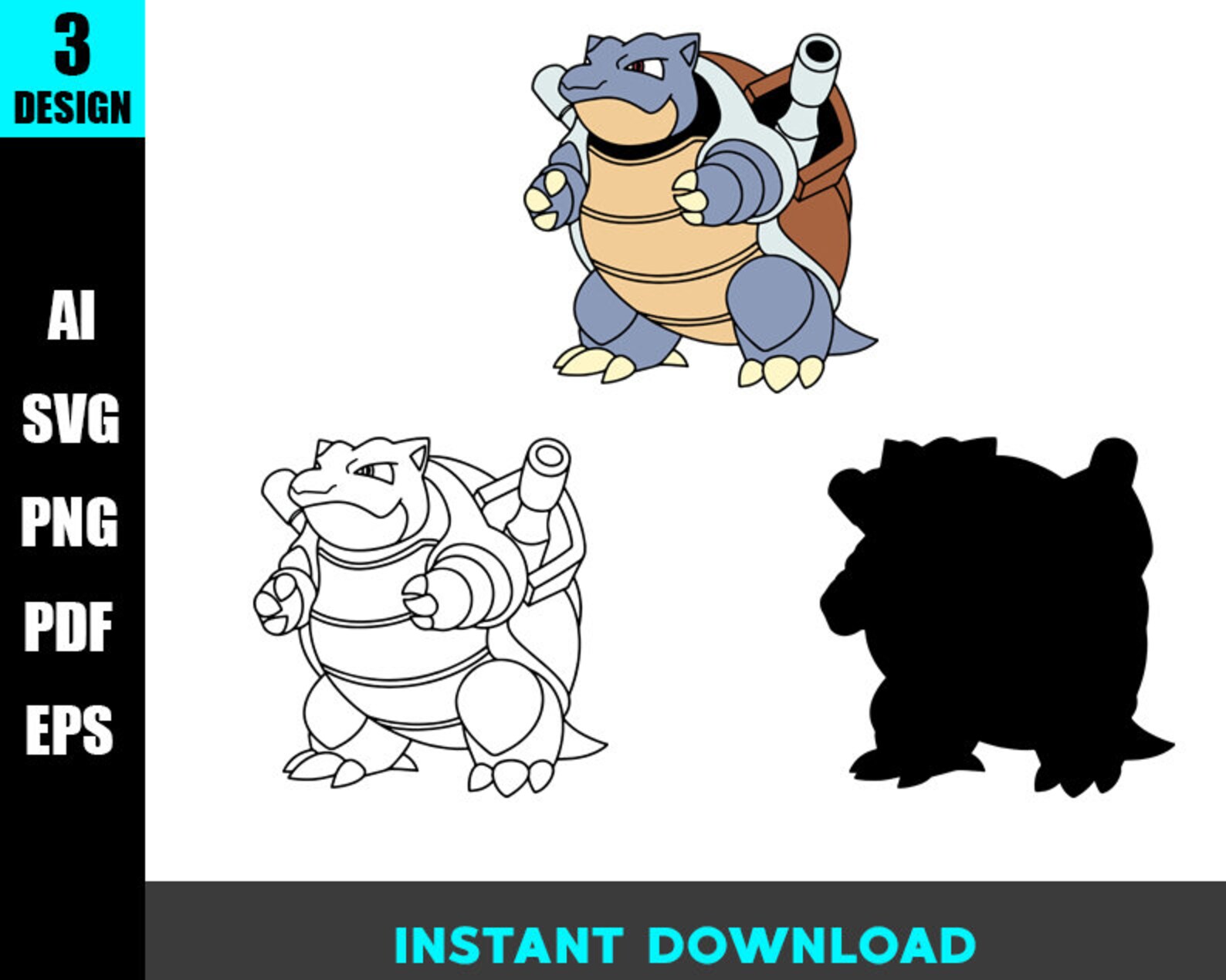 Blastoise Vector Svg Eps Png Ai Outline | Etsy India