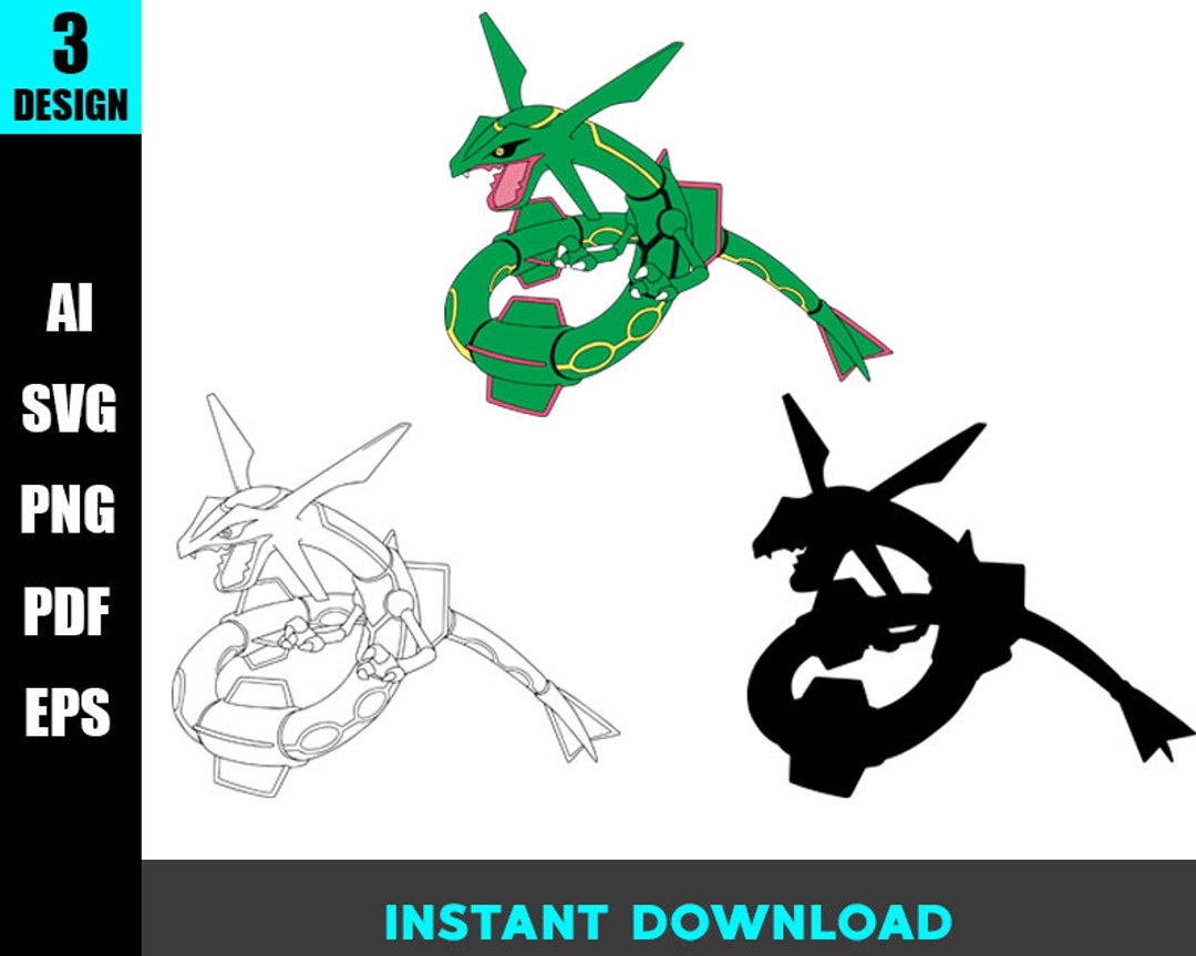 Rayquaza Vector Svg Eps Png Ai Outline Cricut - Etsy Ireland
