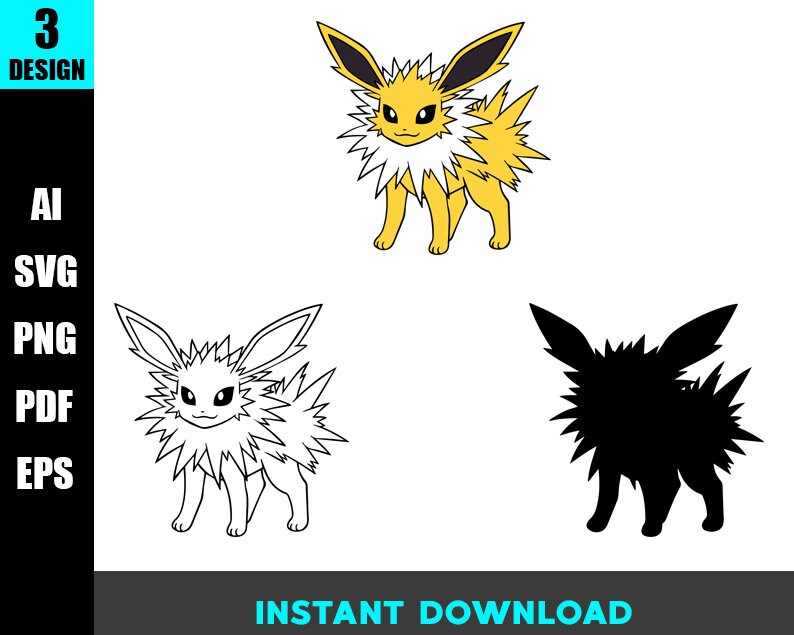 Jolteon Vector Svg Eps Png Ai Outline Cricut - Etsy Canada