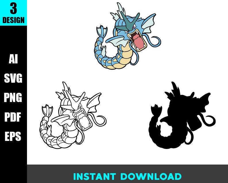 Gyarados Vector Svg Eps Png Ai Outline Cricut - Etsy India