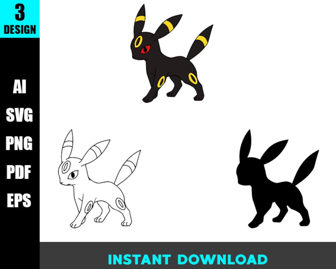 Umbreon Vector Svg Eps Png Ai Outline Cricut - Etsy