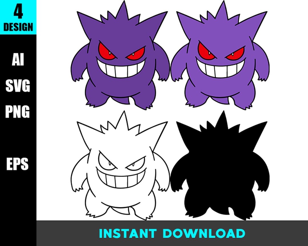 Gengar Shiny Vector Svg Eps Png Ai Outline Cricut - Etsy UK