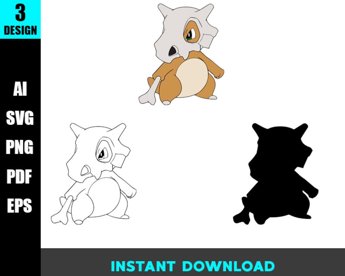Cubone Vector Svg Eps Png Ai Outline Cricut - Etsy