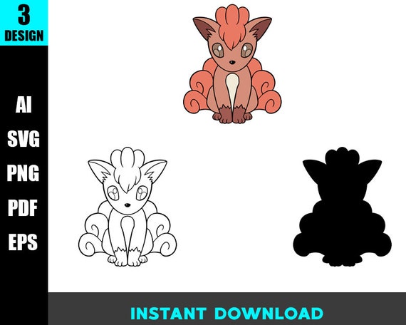 Vulpix Vector Svg Eps Png Ai Outline Cricut - Etsy