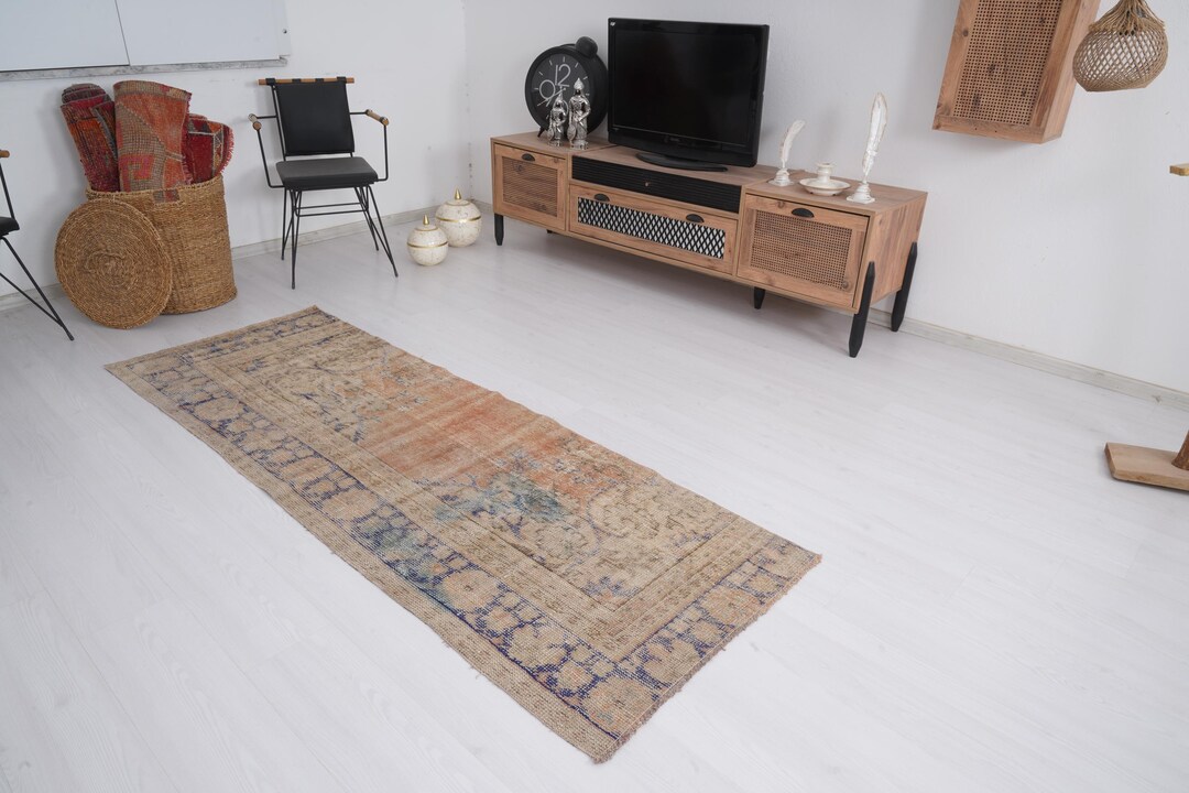 3x8 Rug, Turkish Rug, Vintage Runner, Oushak Rug, Hallway Runner ...