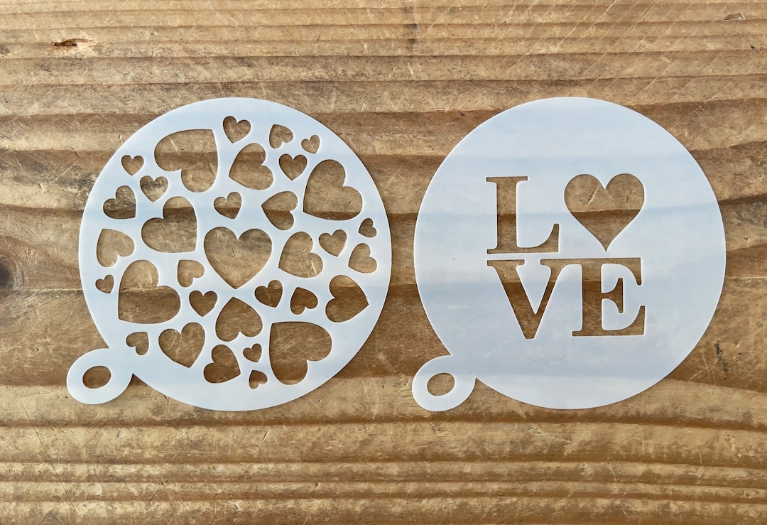 Love Valentines Hearts Coffee Stencil, Cappuccino, Coffee Duster ...