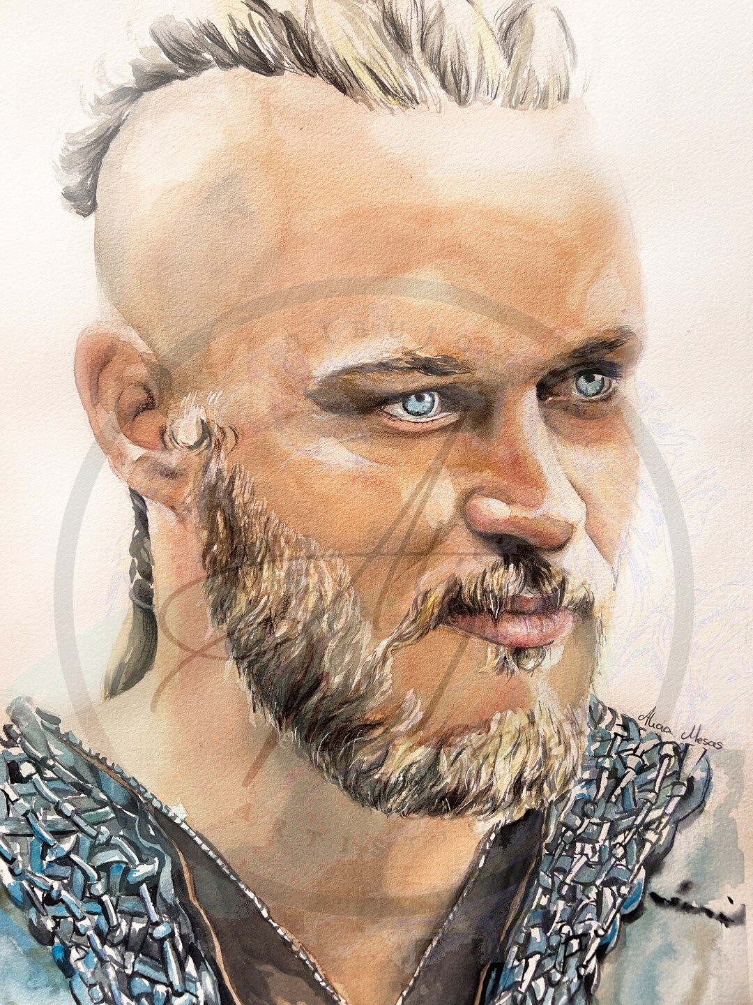 Ragnar Lothbrook Printable, Watercolor Drawing, Actor Poster, Original ...
