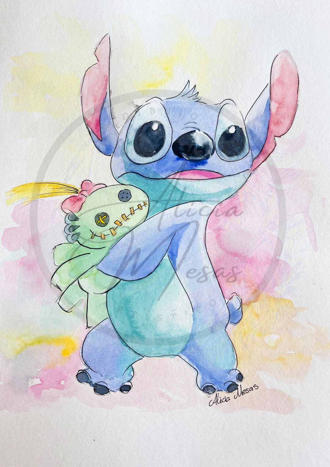 Stitch Digital Download, Watercolor, Lilo and Stitch Home Decor. Ideal ...