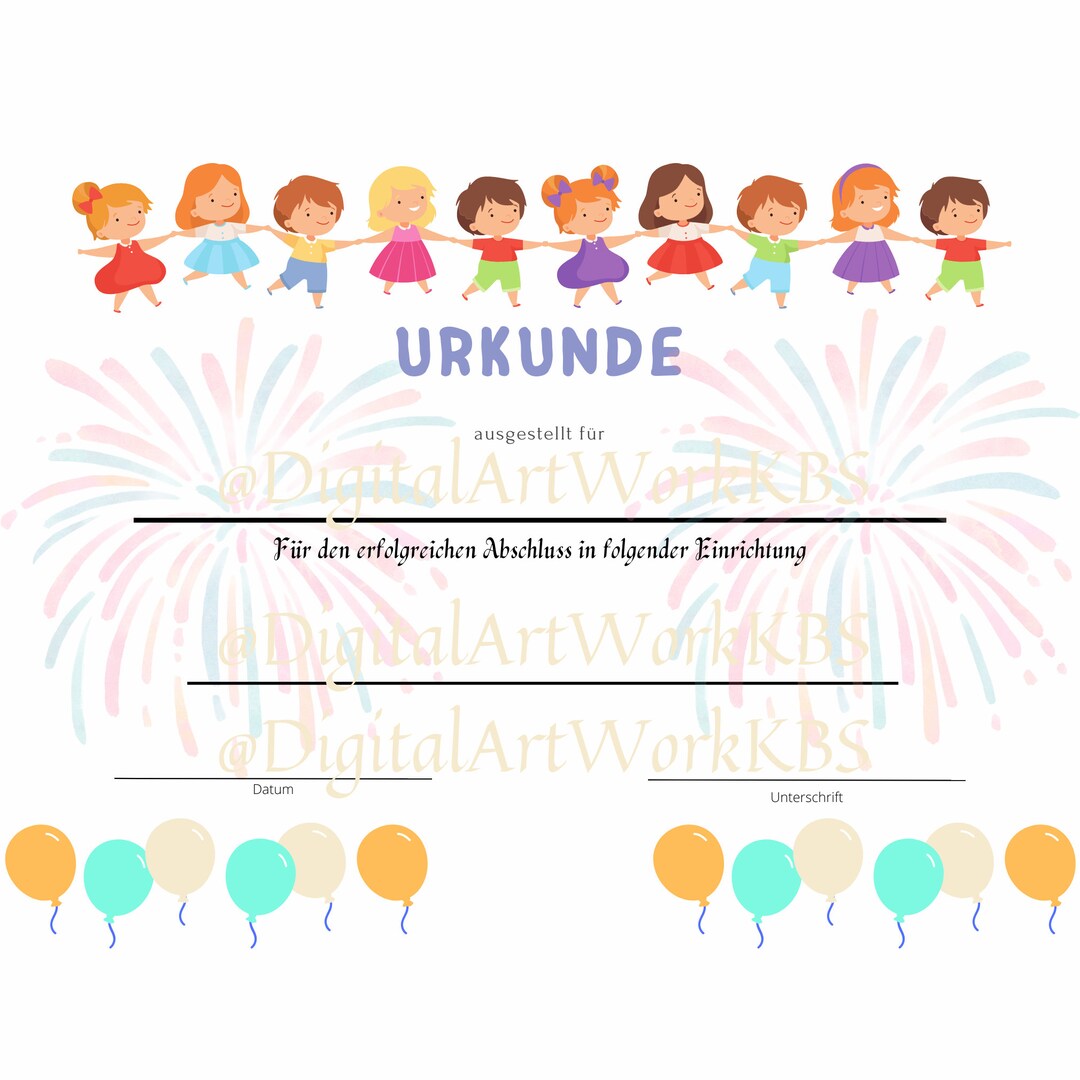 Certificate for Daycare and Kindergarten, Diploma for Children, Digital ...