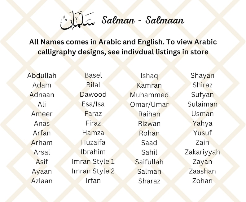 Arabic Calligraphy Name Bundle, Arabic Name Download, Custom Arabic ...