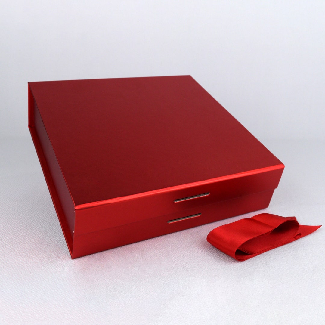 Square Gift Box, Magnetic Closure, Empty Gift Box, Satin Ribbon ...