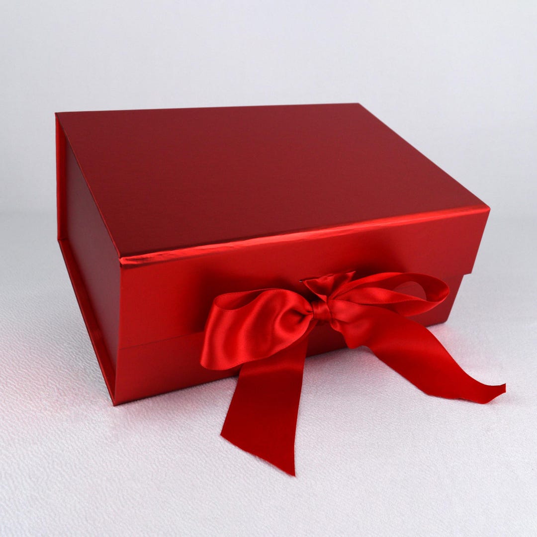 20x Luxury Red Magnetic Gift Boxes With Ribbon, Metallic Gift Box for ...