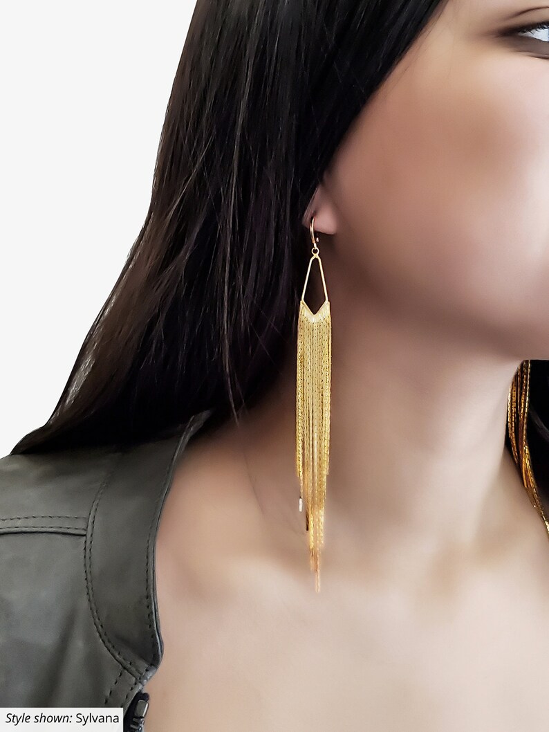 Long Chain Earrings 3 Styles Chain Tassel Earrings Gold - Etsy