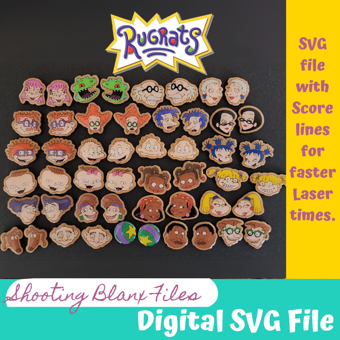 Rugrats Cartoon Laser Cut Earrings Bundle/ SCORE Lines for Faster Laser ...