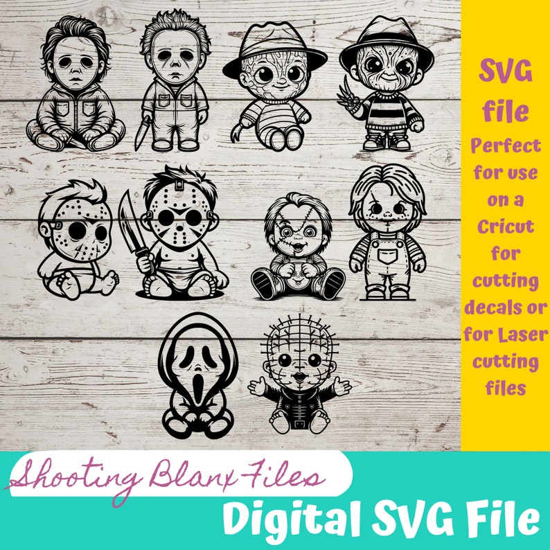 Horror Babies, Baby Horror SVG Files Halloween Glowforge Halloween Cut ...