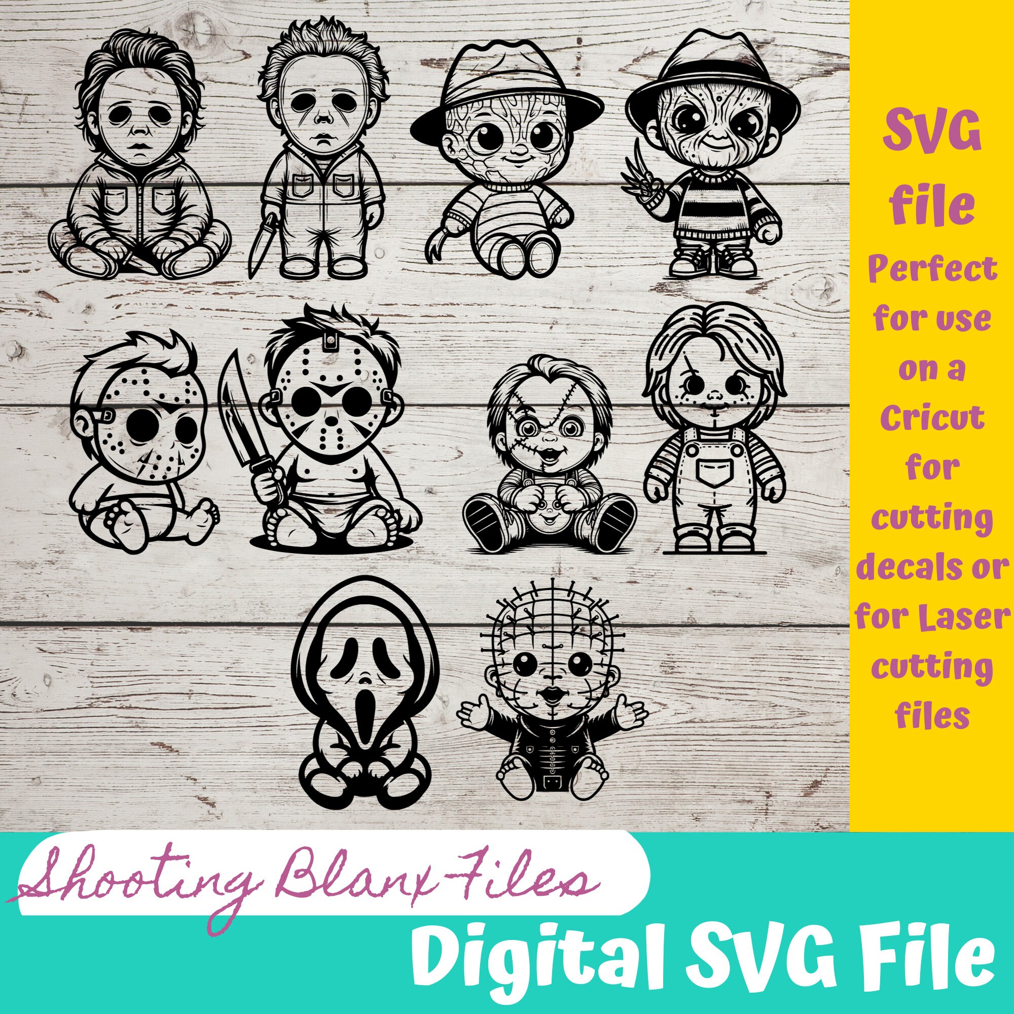 Horror Babies, Baby Horror SVG Files Halloween Glowforge Halloween Cut ...