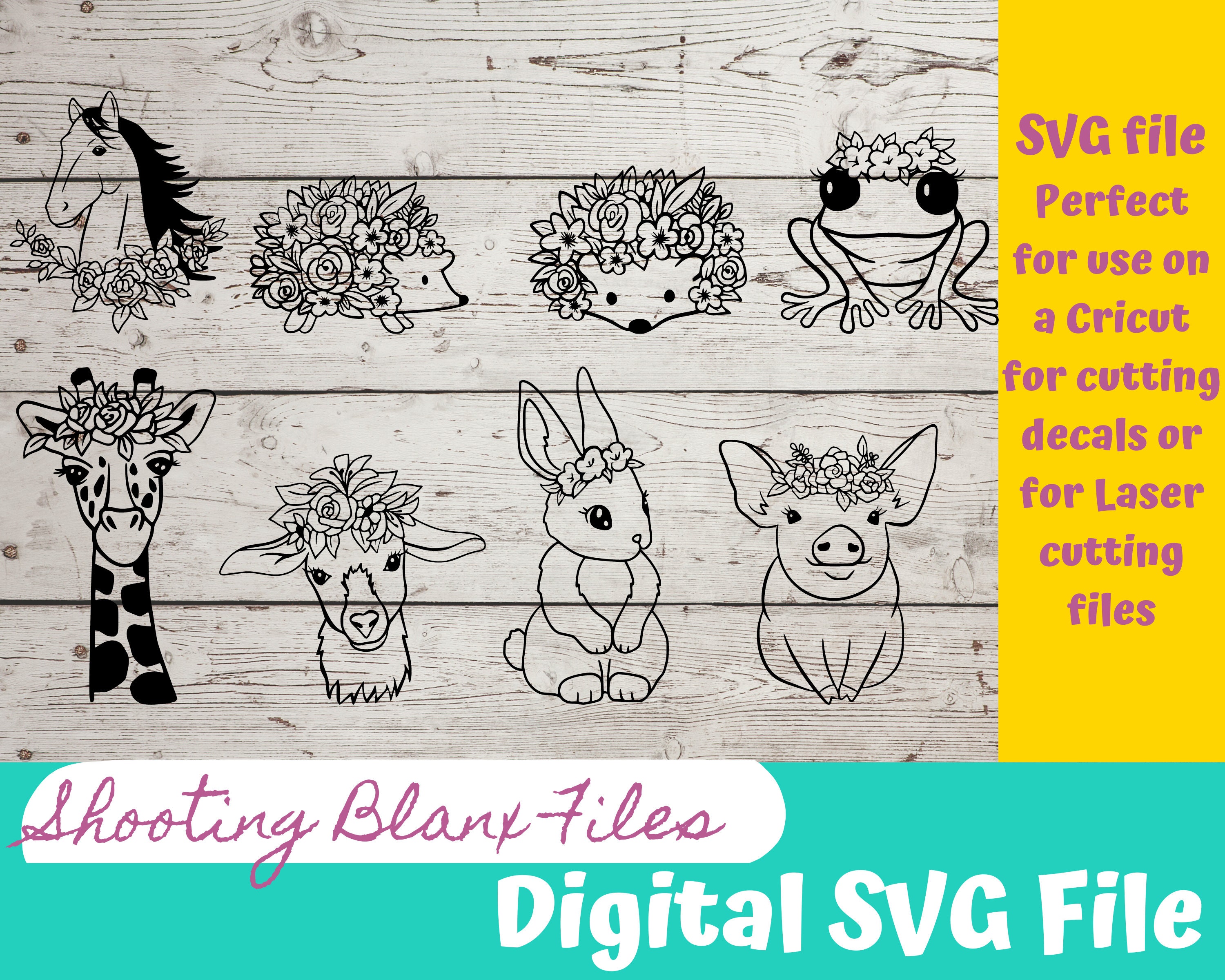 Animals With Flower Crowns SVG File for Cricut Laser - Etsy