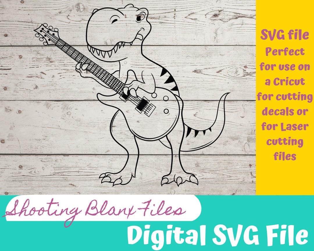 T-rex Dino Guitar SVG Files Perfect for Cricut, Cameo, or Silhouette ...