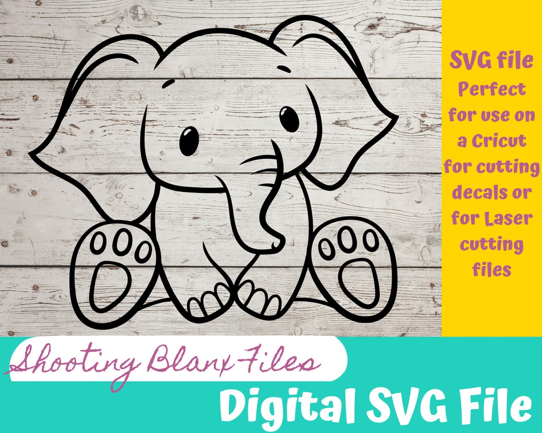 Elephant Baby Pointed Ears SVG File Perfect for Cricut, Cameo, or ...