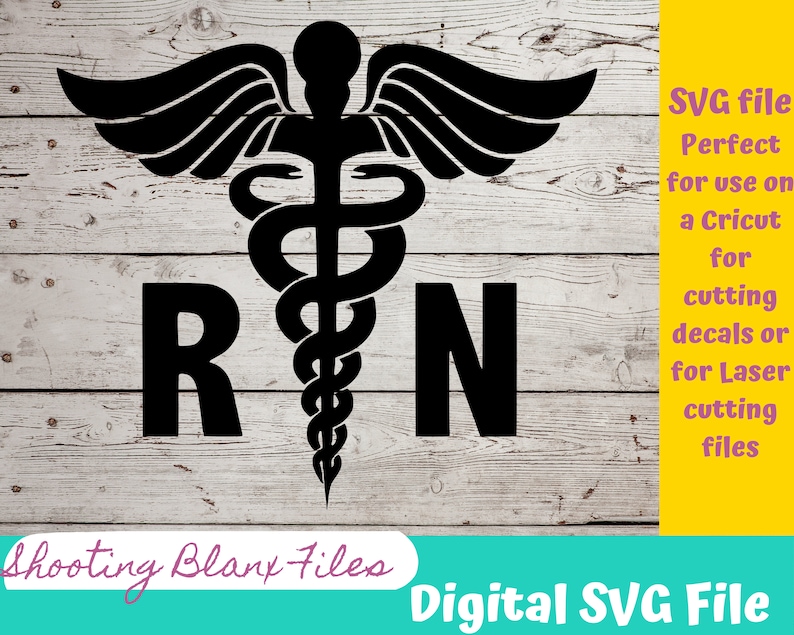 RN Caduceus SVG File Perfect for Cricut Cameo or Silhouette - Etsy