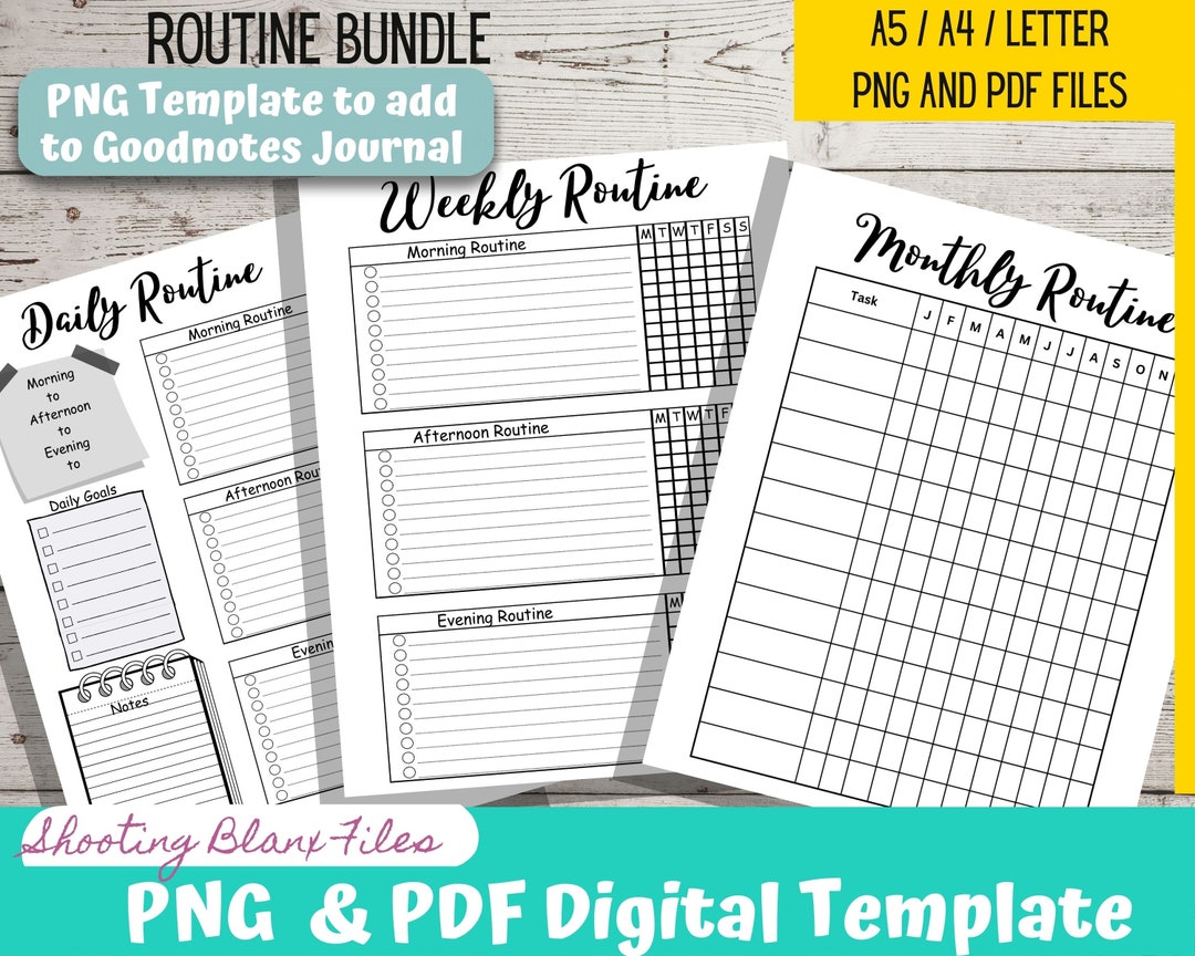 Routine Bundle Planner, Daily Routine, Monthly Routine, Weekly Routine ...