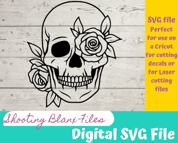 Sugar Skull Roses Skull SVG Roses File Perfect for Cricut - Etsy