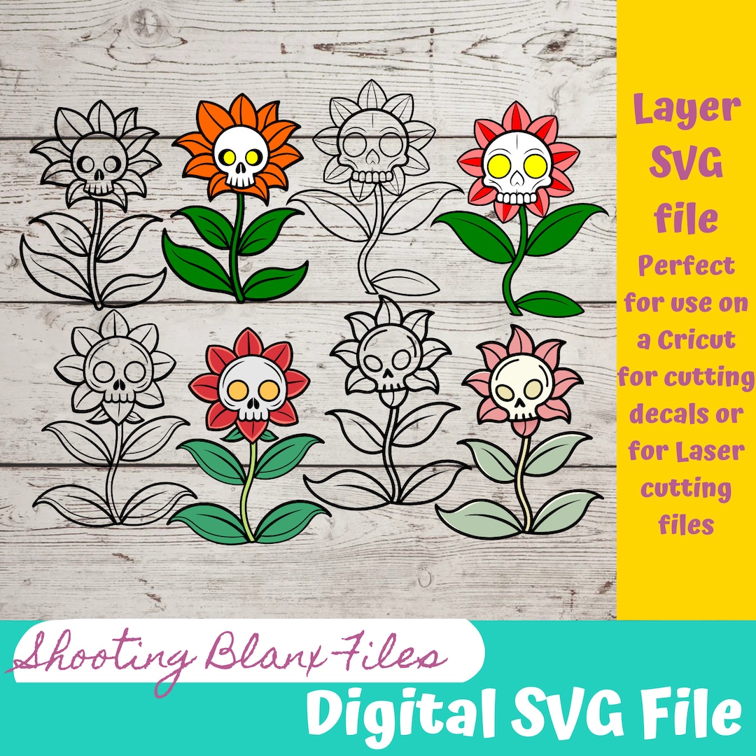 Floral Skulls SVG Bundle: Gothic Horror Cut File (digital File) - Etsy