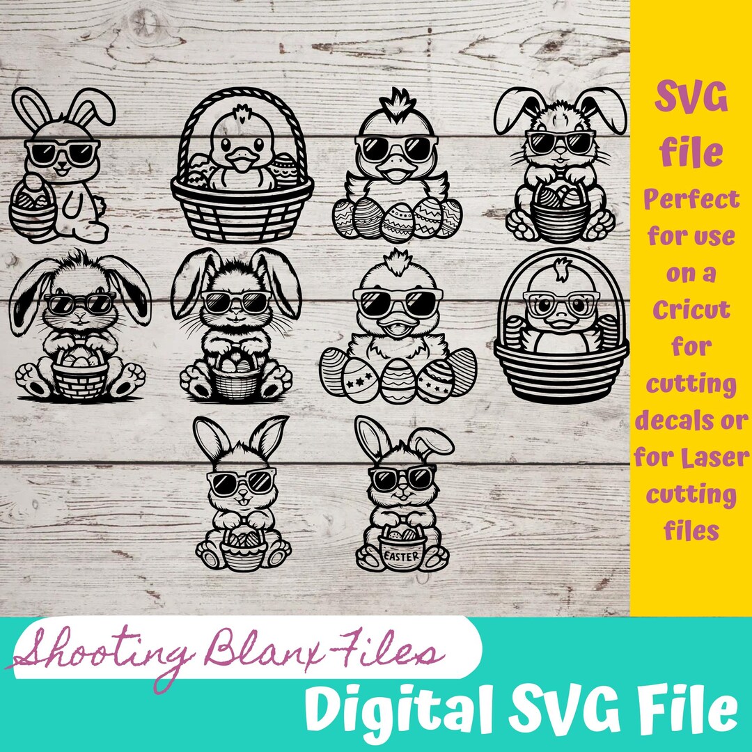Easter Bunny and Easter Duck SVG Bundle File Perfect for Cricut, Cameo ...