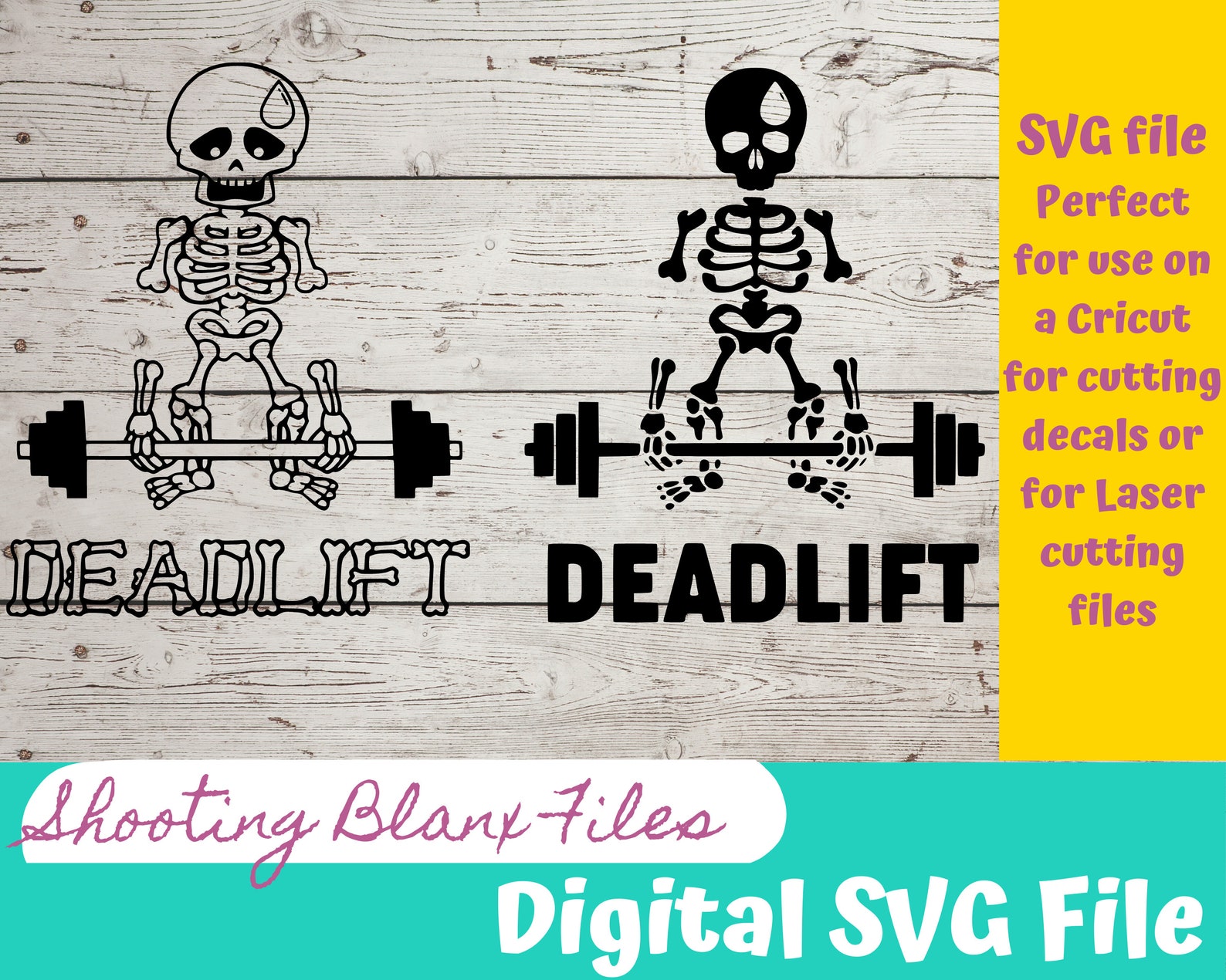Deadlift Skeleton Weightlifting SVG File for Cricut and Laser Engraving ...