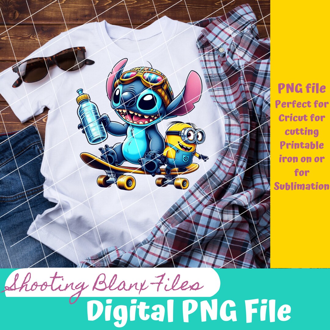 Stitch and Friend Skateboarding, Summer, PNG File, DIGITAL File ONLY ...