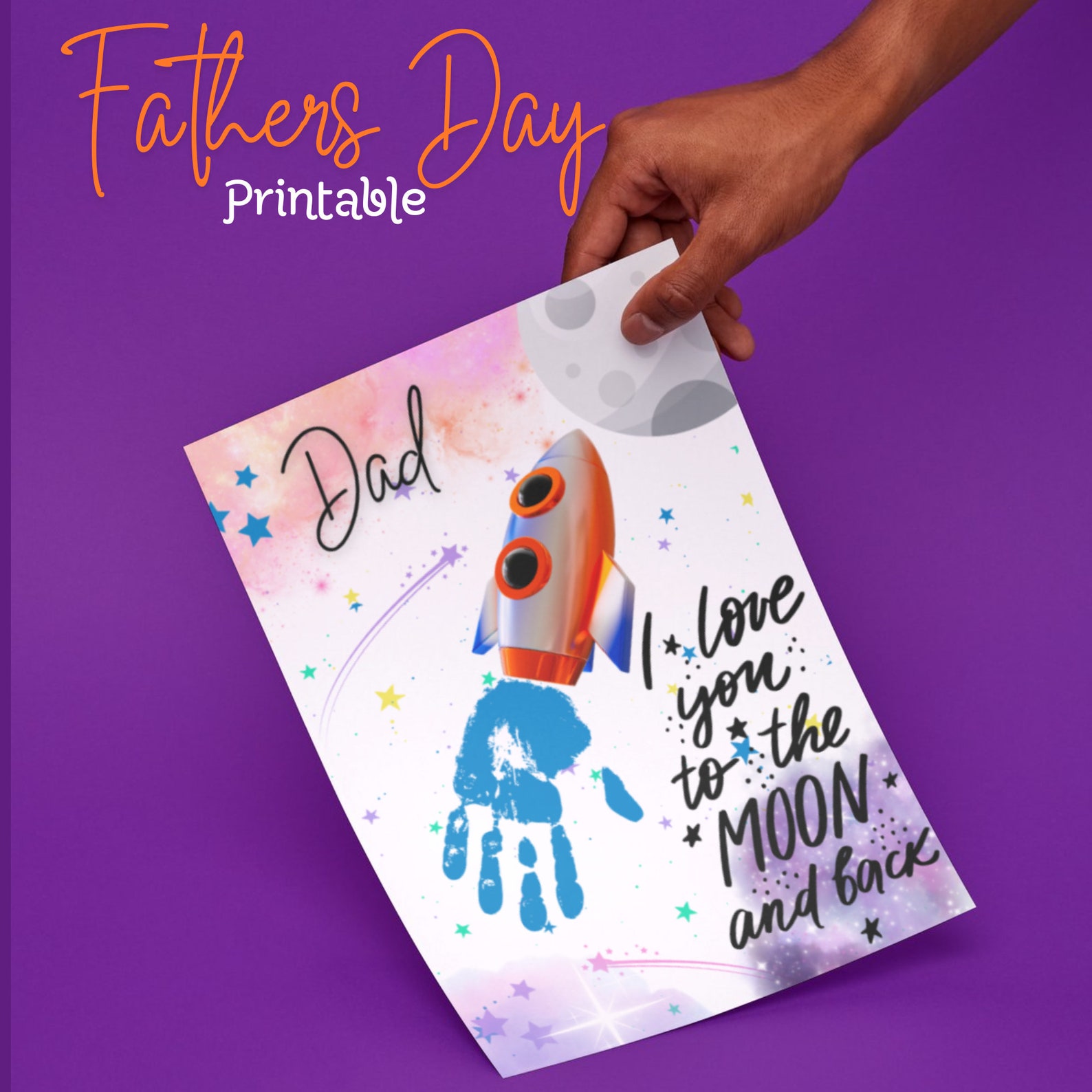 Personalized Handprint Rocket Father's Day Art (digital Download) - Etsy