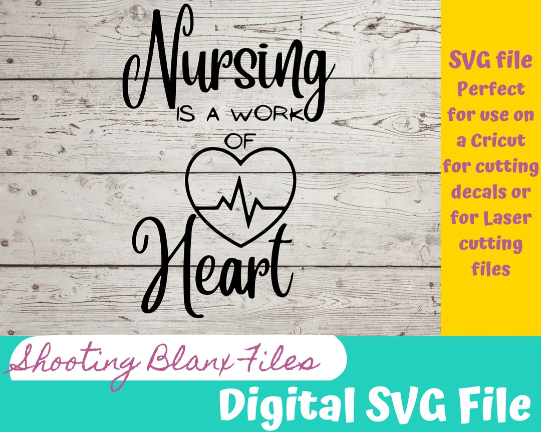 RN Nursing Heart SVG File: Cricut, Silhouette, Glowforge (digital ...