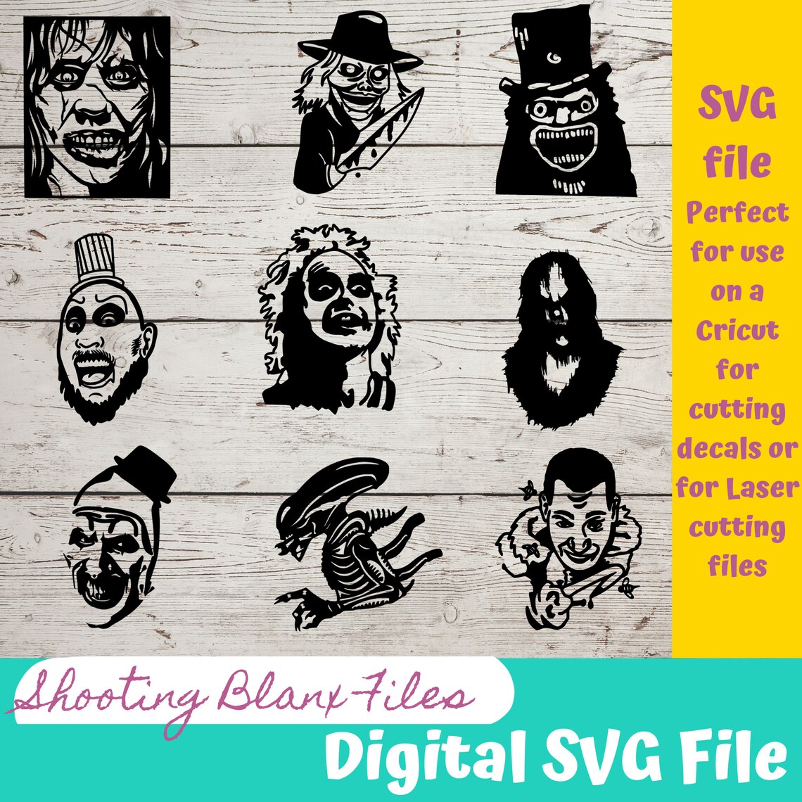 Horror Movie Monsters SVG Files: Cricut & Glowforge Ready (digital ...
