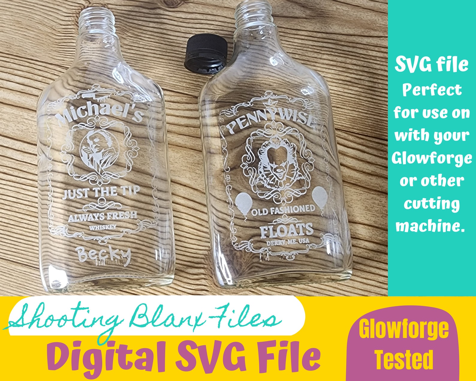 Horror Whiskey Flask Labels SVG Files: Halloween Engraving Designs ...