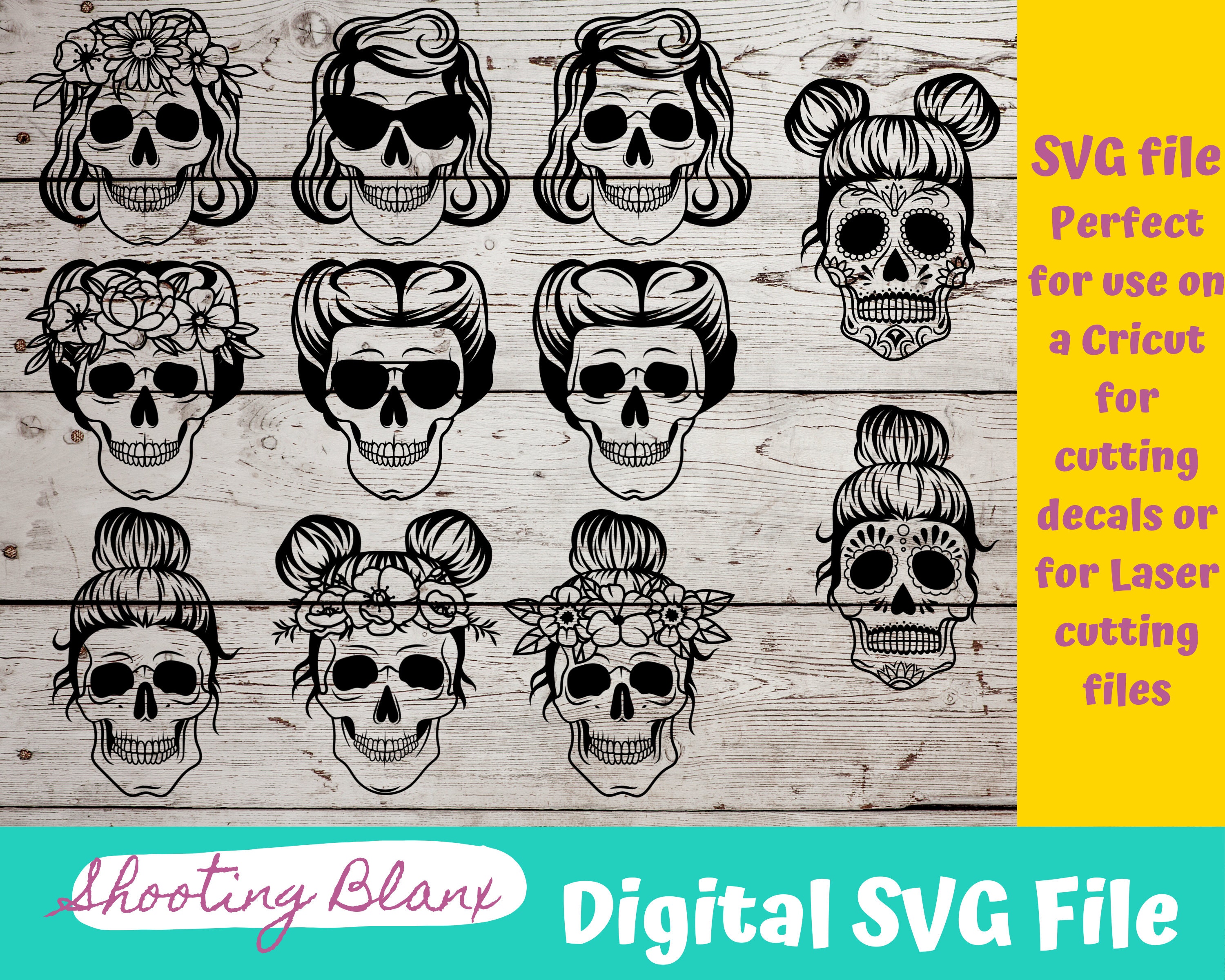 Womanly Skeleton Tattoo Art Bundle SVG Files Perfect for Cricut, Cameo ...