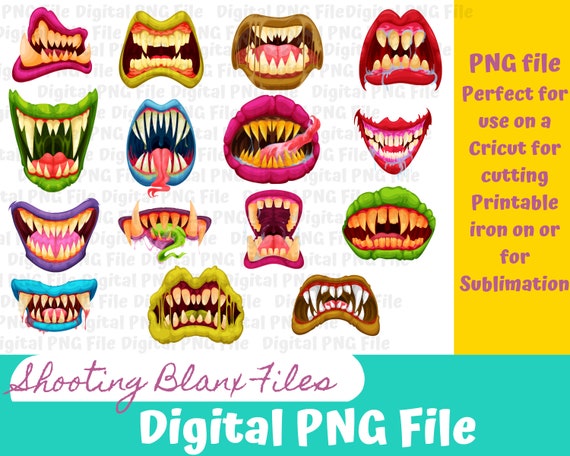 Monster Mouth Bundle PNG Files for Sublimation or for Creating | Etsy