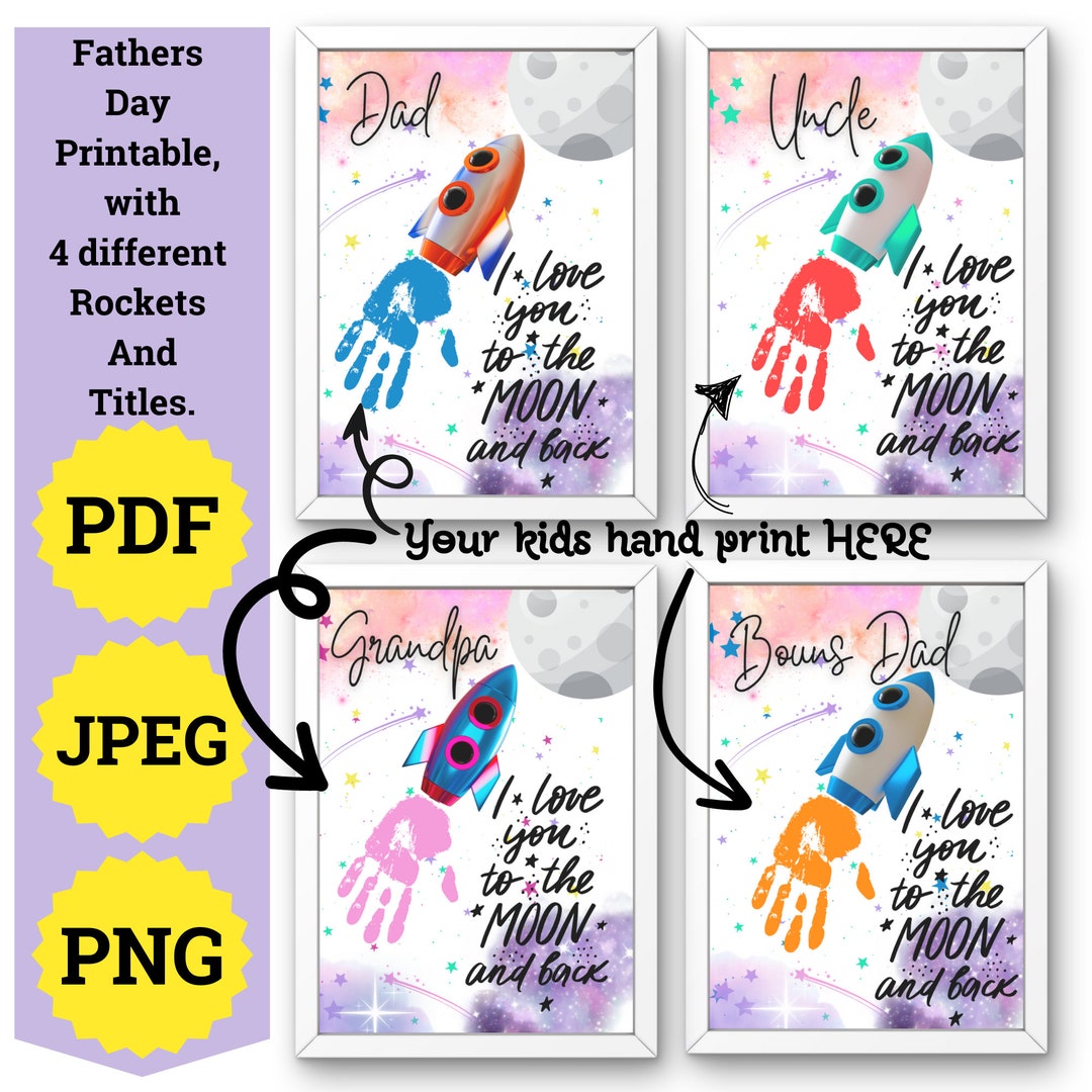 Father's Day Personalized Handprint Wall Art/ Hand Print/ Kids Gift to ...